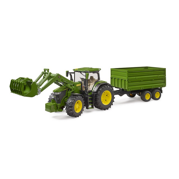 BRUDER 1 16 JOHN DEERE 7R350 Tractor W Frontloader Tipping Trailer