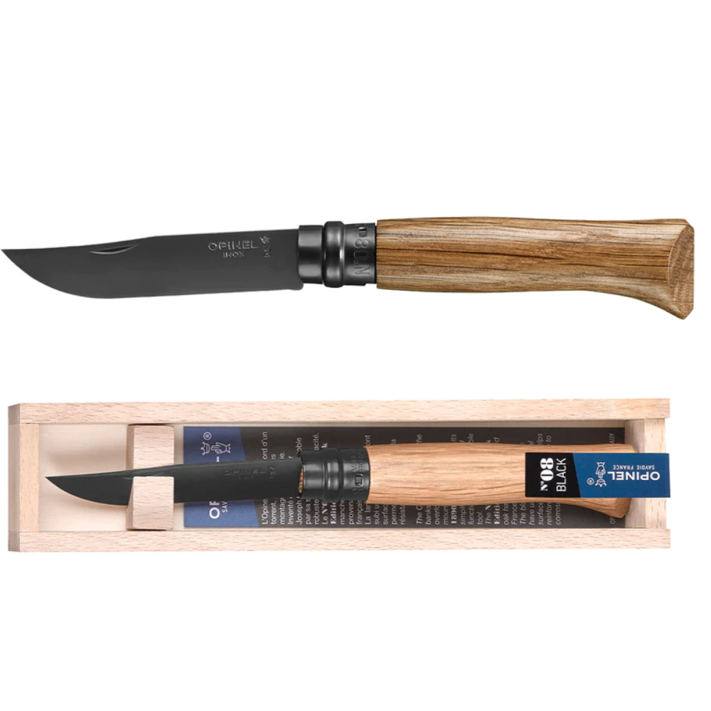 OPINEL N08 Limited Edition Black Folding Knife with Gift Box - Oak