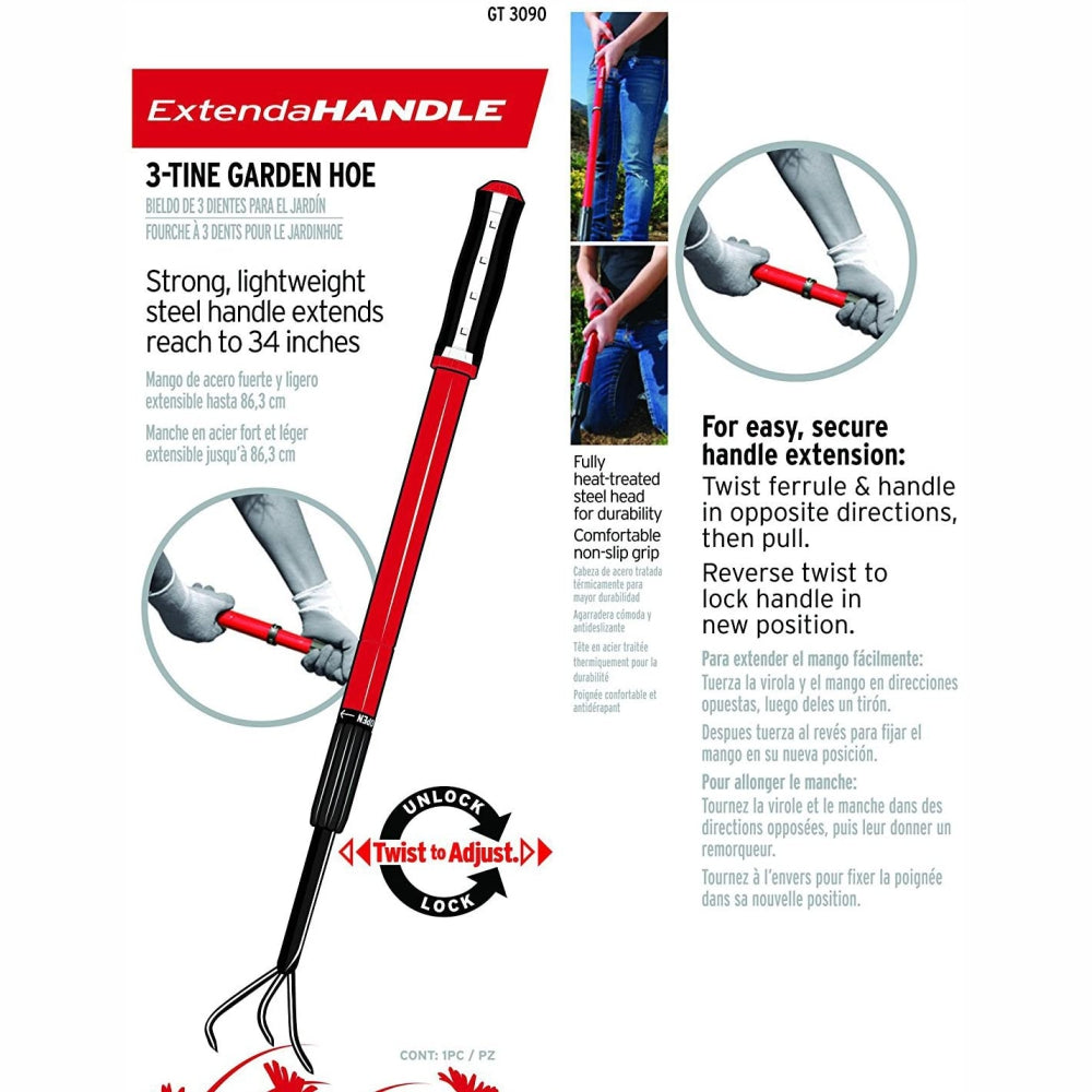 CORONA ExtendaHANDLE Lightweight 3-Tine Hoe