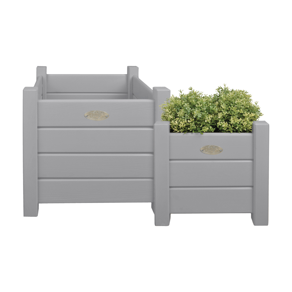 ESSCHERT DESIGN Wooden Square Planter Grey - Set of 2